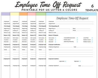 Employee Time-off Request Form Template word, Editable, Printable - Etsy
