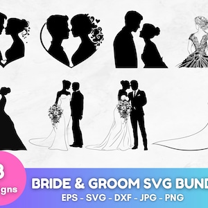 Bride and Groom Svg Bundle, Newlyweds Svg, Married Couple Svg, Wedding ...