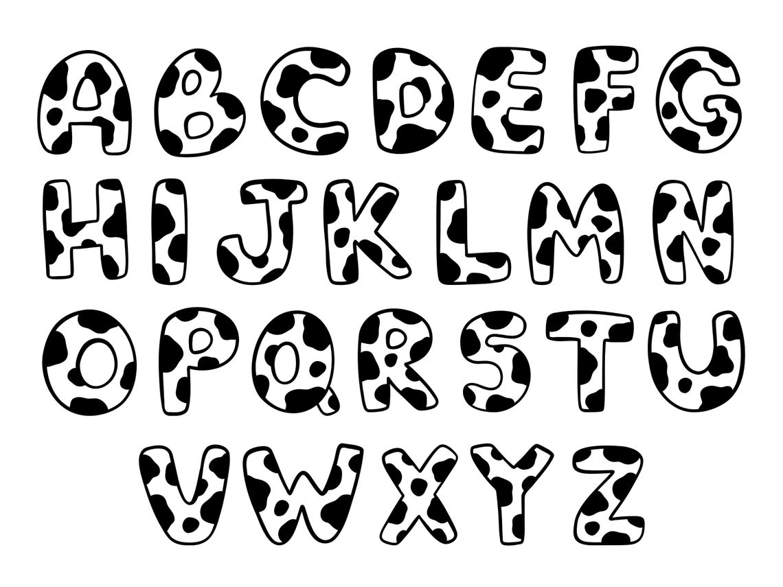 Cow Alphabet SVG, Split Monogram SVG, Cow Letter Designs, Farm Animal ...