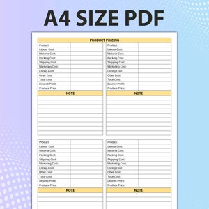 Product Pricing Worksheet, Pricing Calculator, Price List Template ...