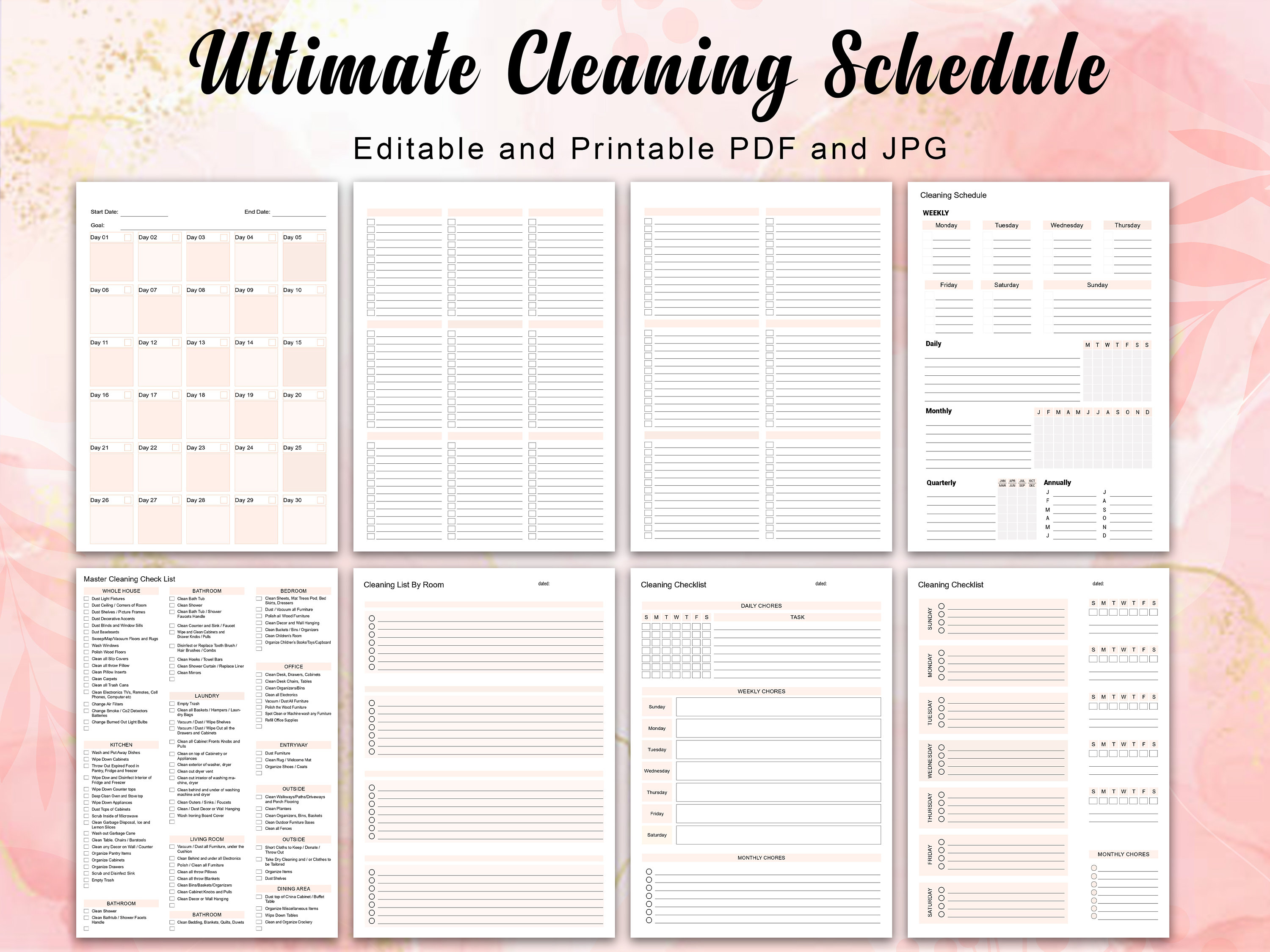 Ultimate Cleaning Schedule, Printable Cleaning Plan, Cleaning Schedule ...
