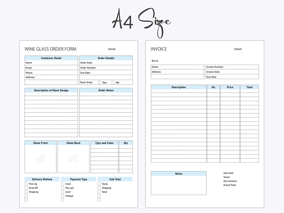 Small Business Forms Bundle, 100% Editable PDF, Order Form Template ...
