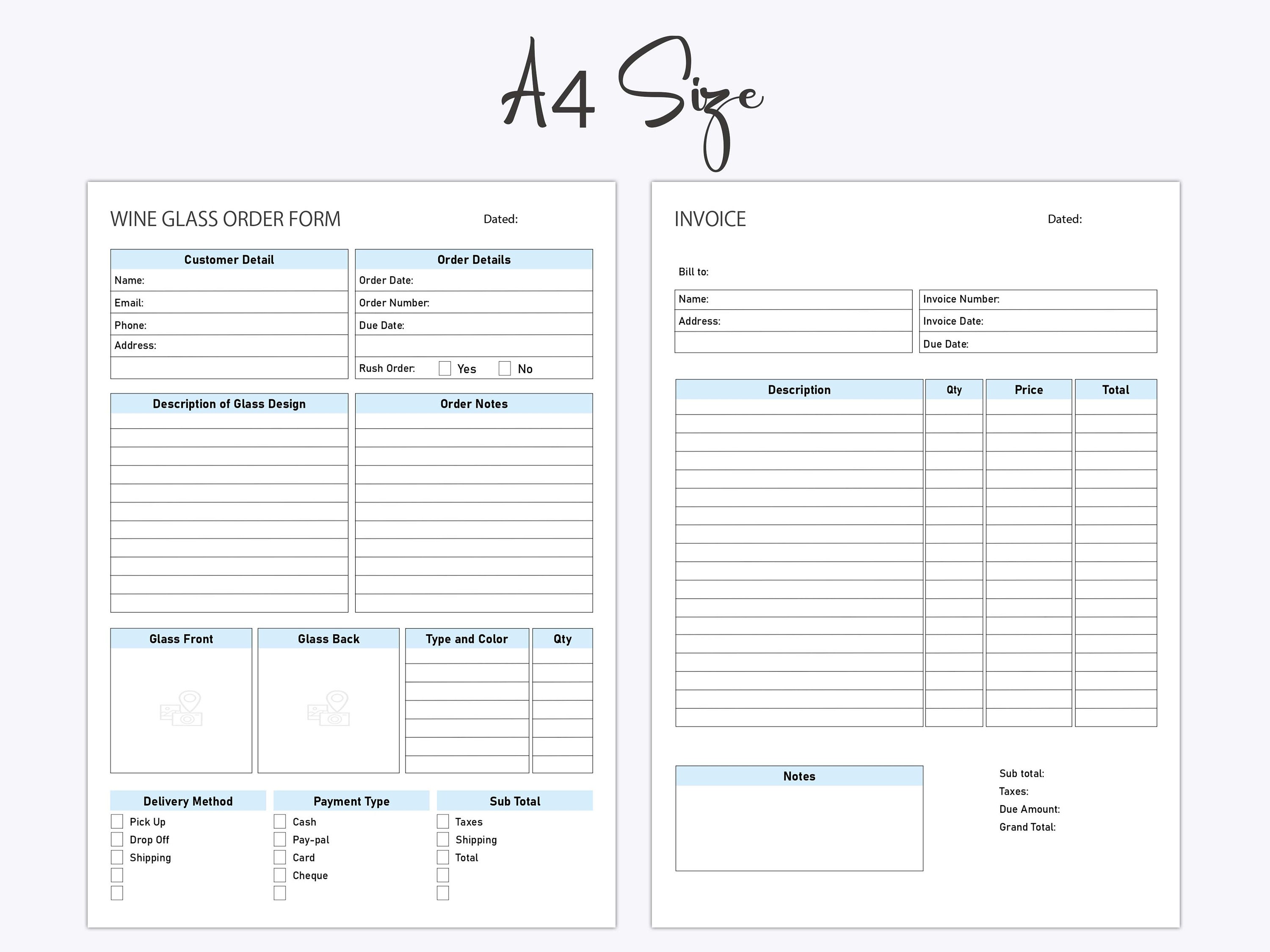 Small Business Forms Bundle, 100% Editable PDF, Order Form Template ...