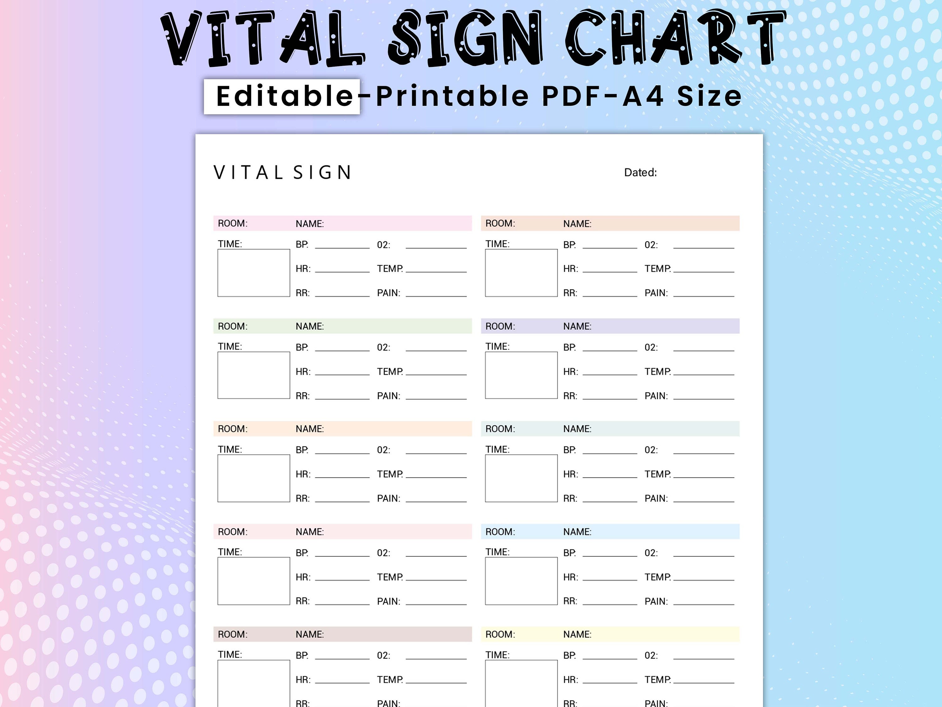 Comprehensive Vital Signs Tracker, Monitoring Vital Signs, Printable ...