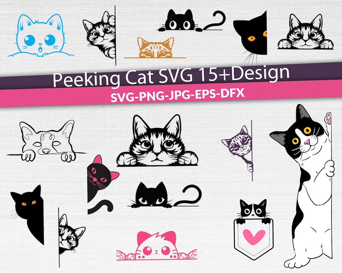 Peeking Cats SVG, Peeking Cat Svg Bundle, Peeking Cat Clipart, Peeking ...