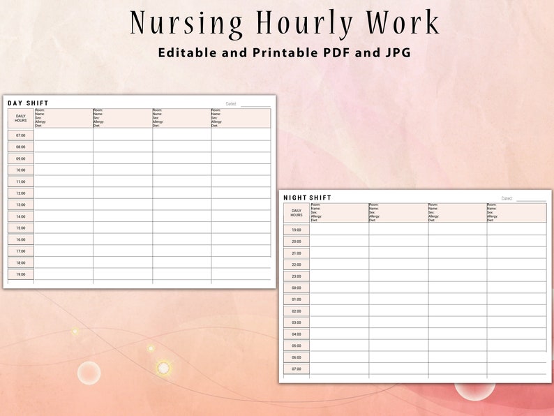 Editable Nurse Hourly To-do Planner, Nursing Shift Planner, Day or ...