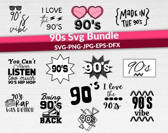 90's Svg Bundle, 90's Party Svg, 90's Clipart, 90's Vibes Svg, Y2K ...