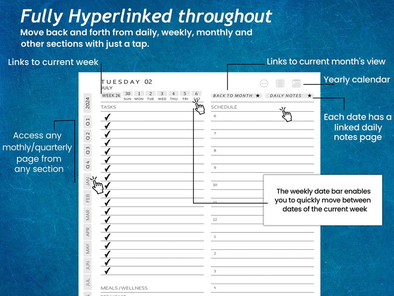 BOOX Note Air Templates, Daily Planner 2024 Digital, Hyperlinked PDF ...