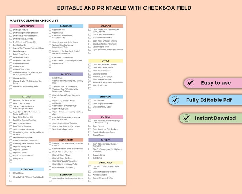 Ultimate Cleaning Schedule Bundle, Editable Cleaning Checklist Bundle ...