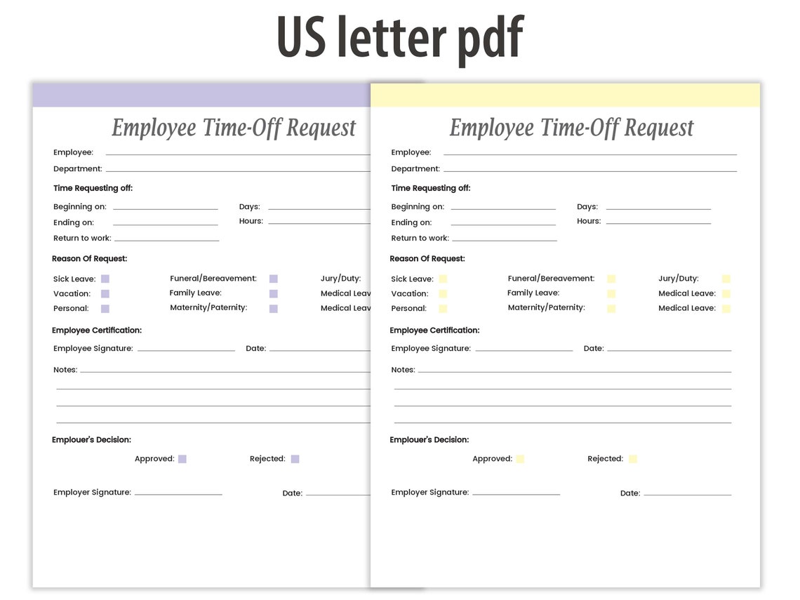 Employee Time off Request Form, Printable Employee off Request ...