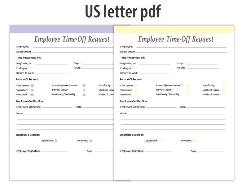 Employee Time off Request Form, Printable Employee off Request ...