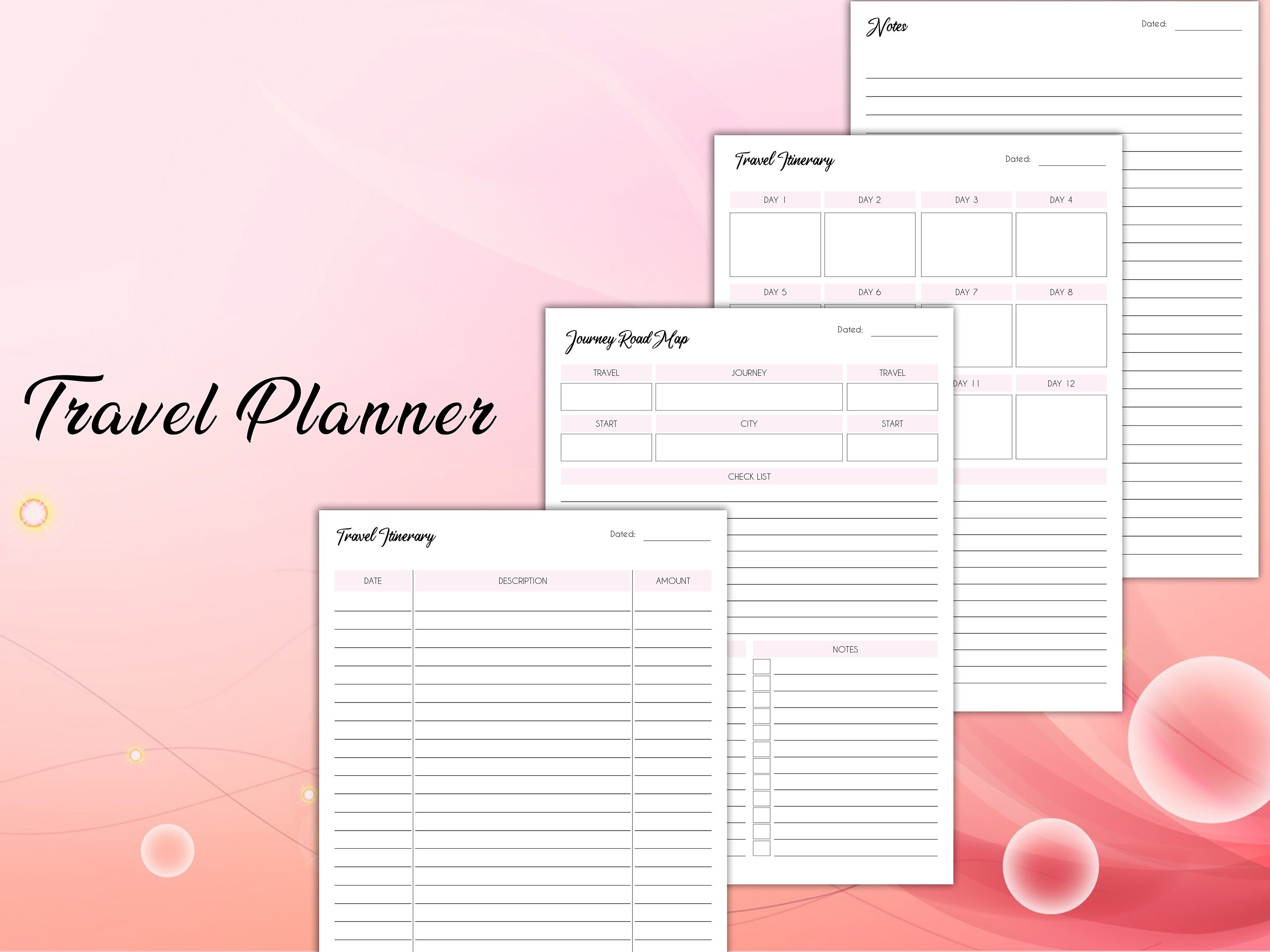 Editable Travel Planner Template, Trip Itinerary Planner, Holiday ...