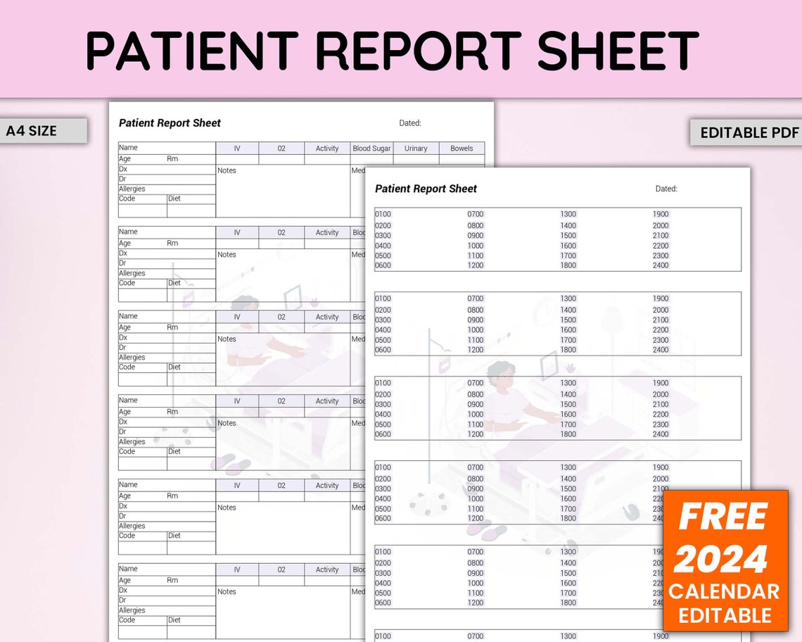 Patient Report Sheet Patient Record Patient Report Sheet Editable ...