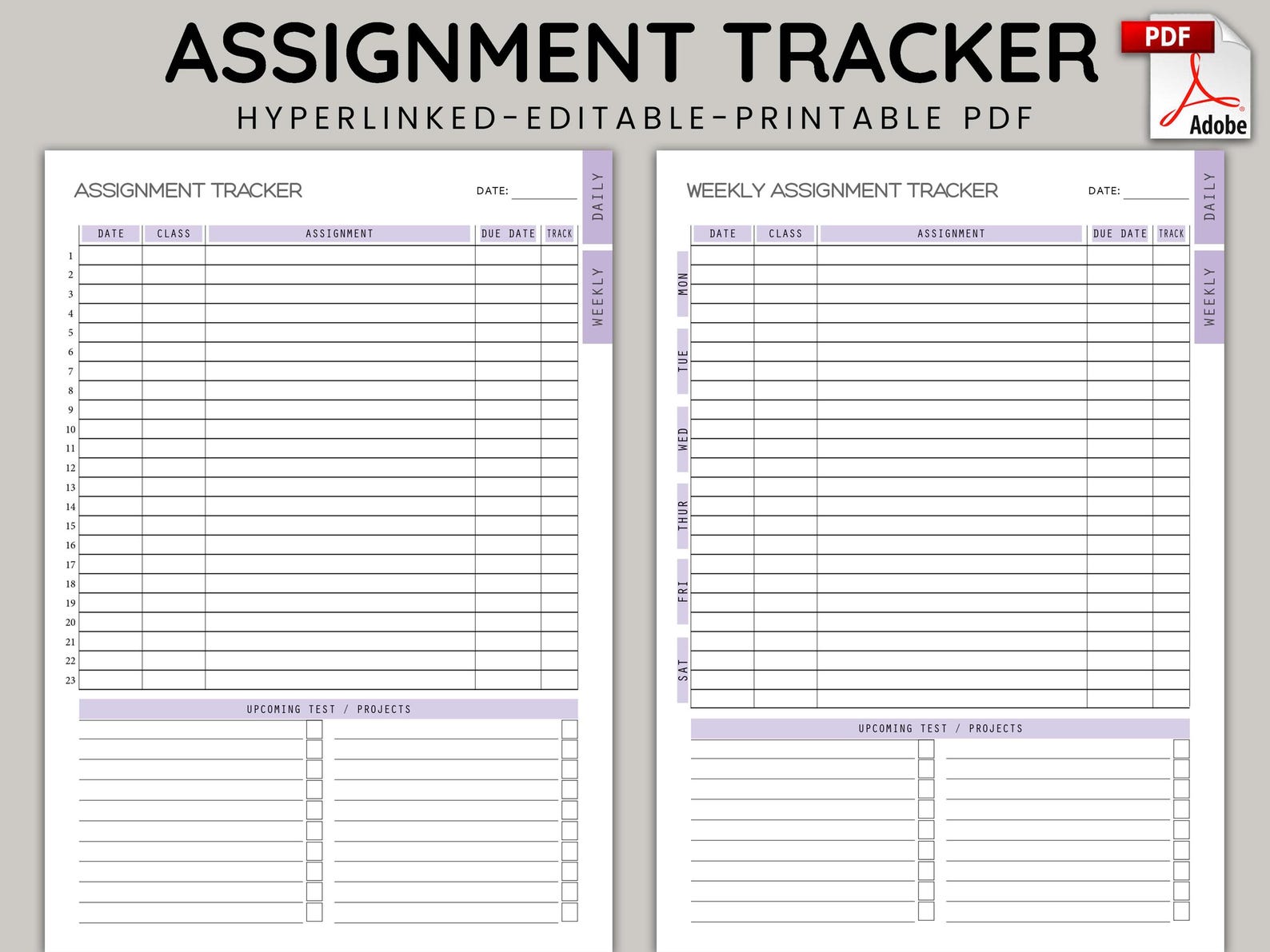 Weekly Assignment Tracker, Assignment Planner, Student Task Tracker, Homework Organizer, Study ...