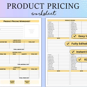Product Pricing Worksheet, Pricing Calculator, Price List Template ...