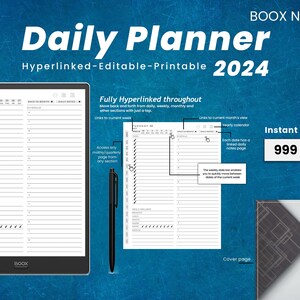 BOOX Note Air Templates, Daily Planner 2024 Digital, Hyperlinked PDF ...