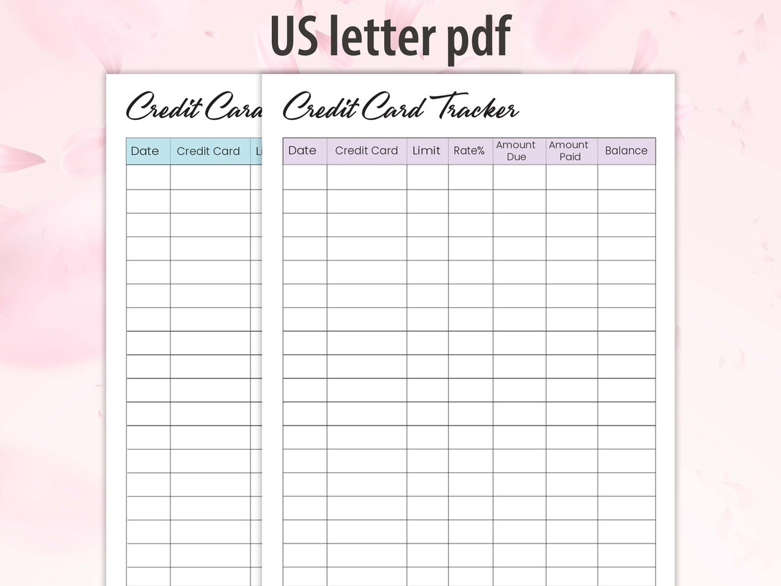 Credit Card Tracker, Printable Credit Card Log, Credit Card Planner ...
