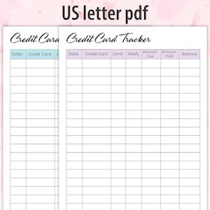 Credit Card Tracker, Printable Credit Card Log, Credit Card Planner ...