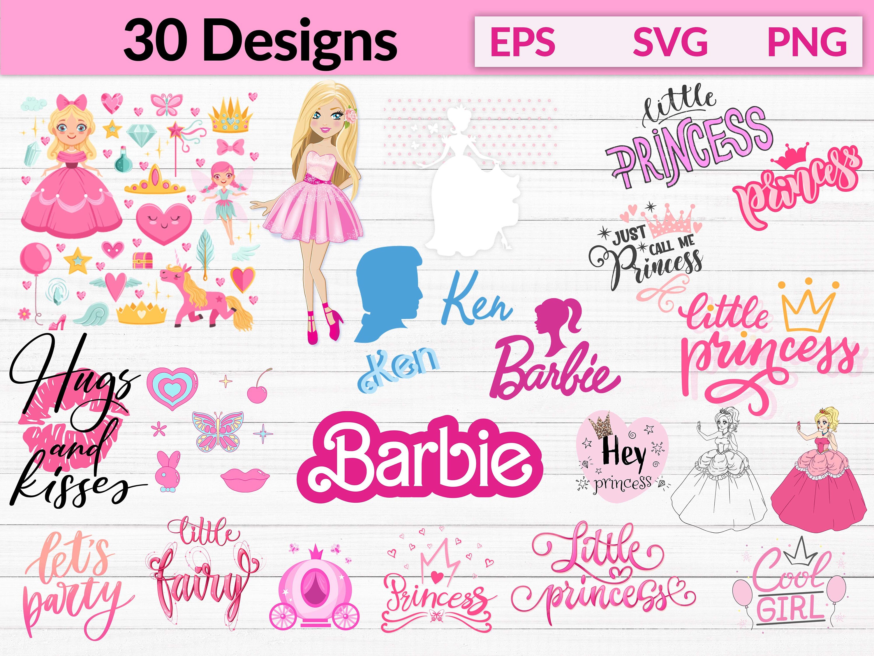 30 Barbi Bundle Svg Barbi Logo Barb Svg Png Princess Silhouette