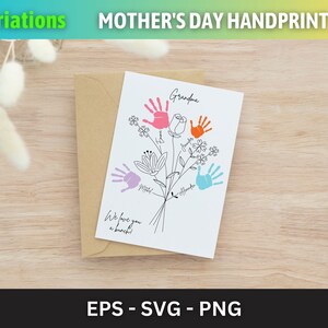 Mother's Day Handprint Sign Svg, Wood Handprint Bouquet, Wooden Kids ...