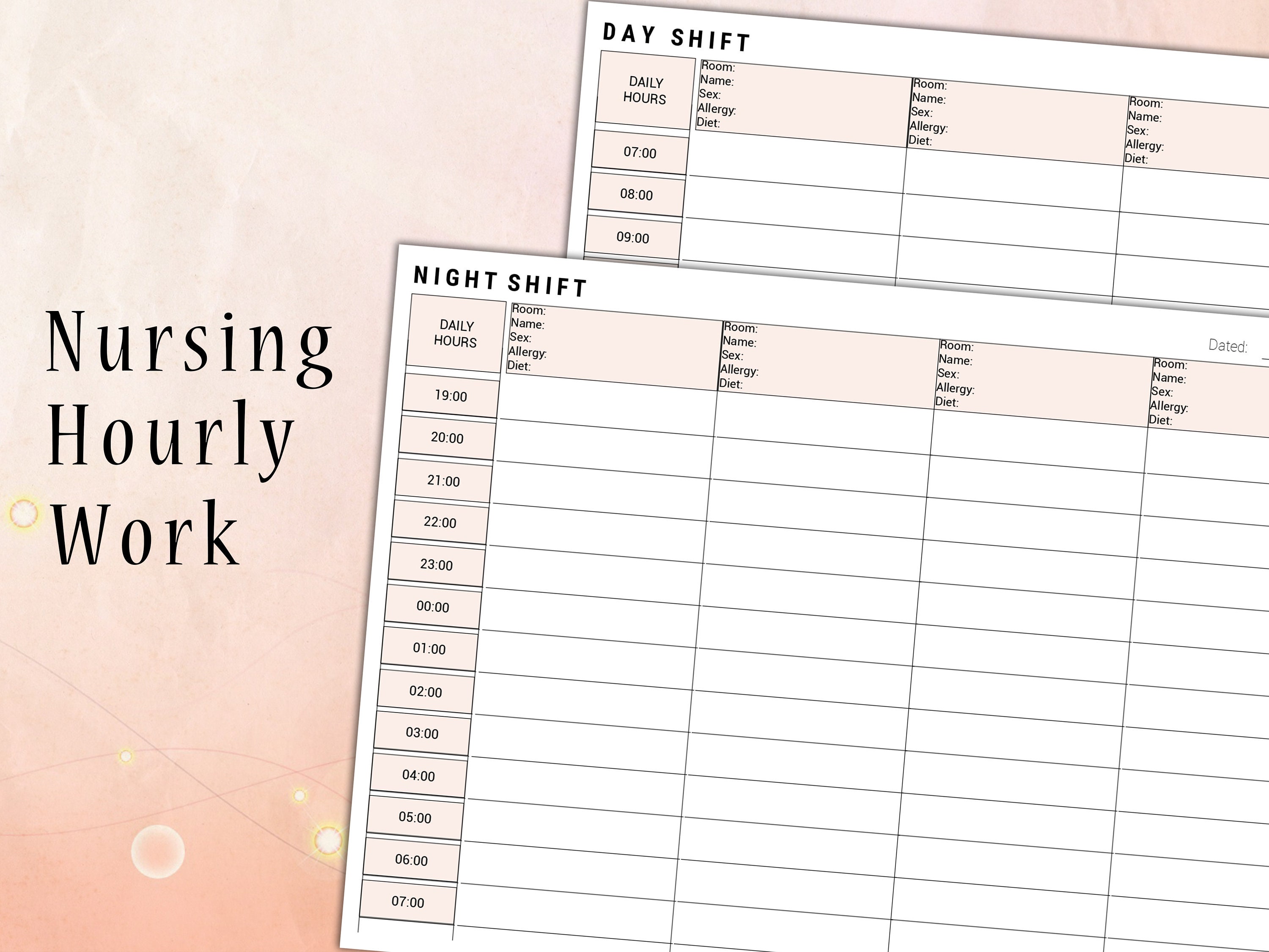 Editable Nurse Hourly To-do Planner Nursing Shift Planner - Etsy