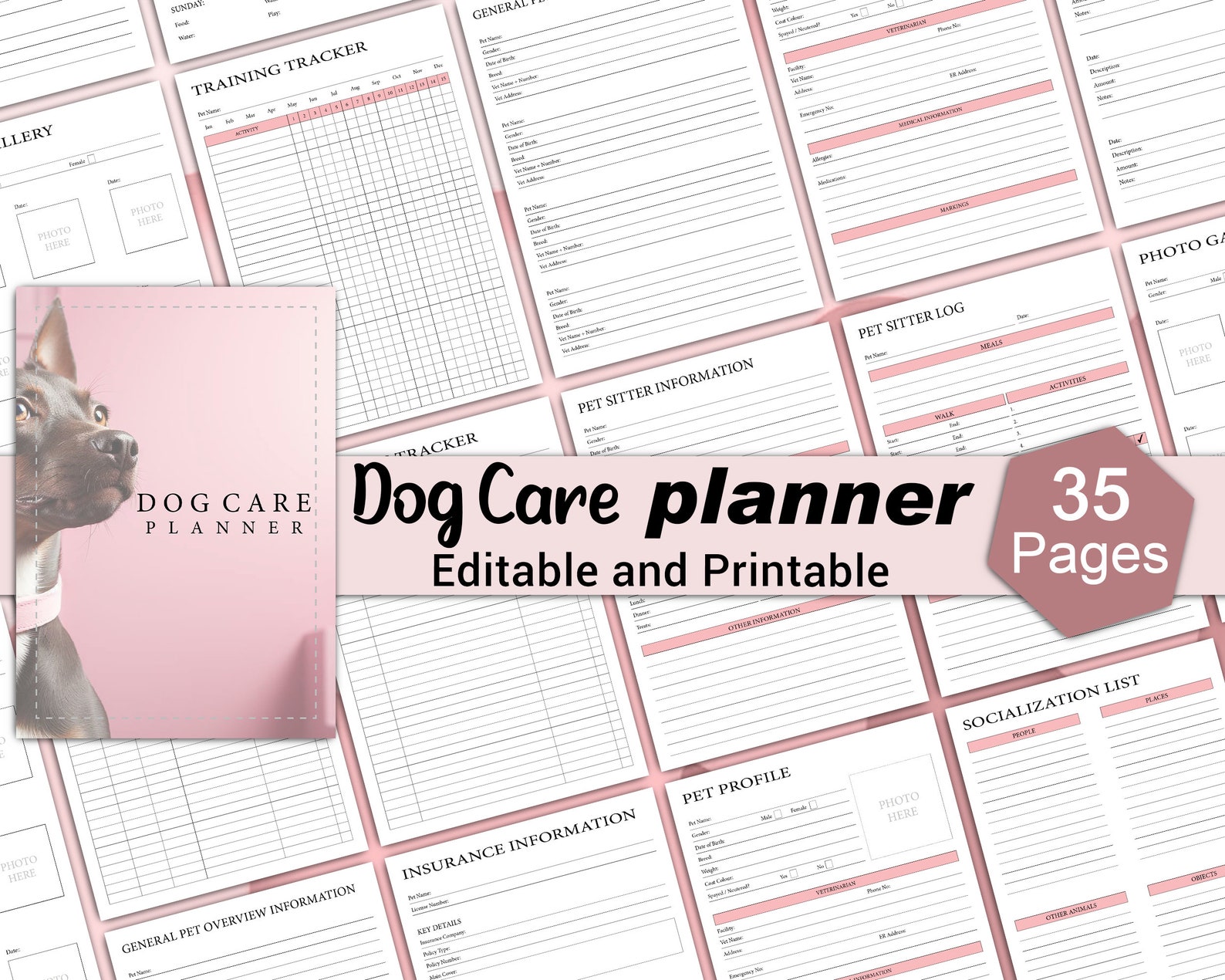Comprehensive Dog Care Planner Premium Pet Grooming Dog Care Planner ...