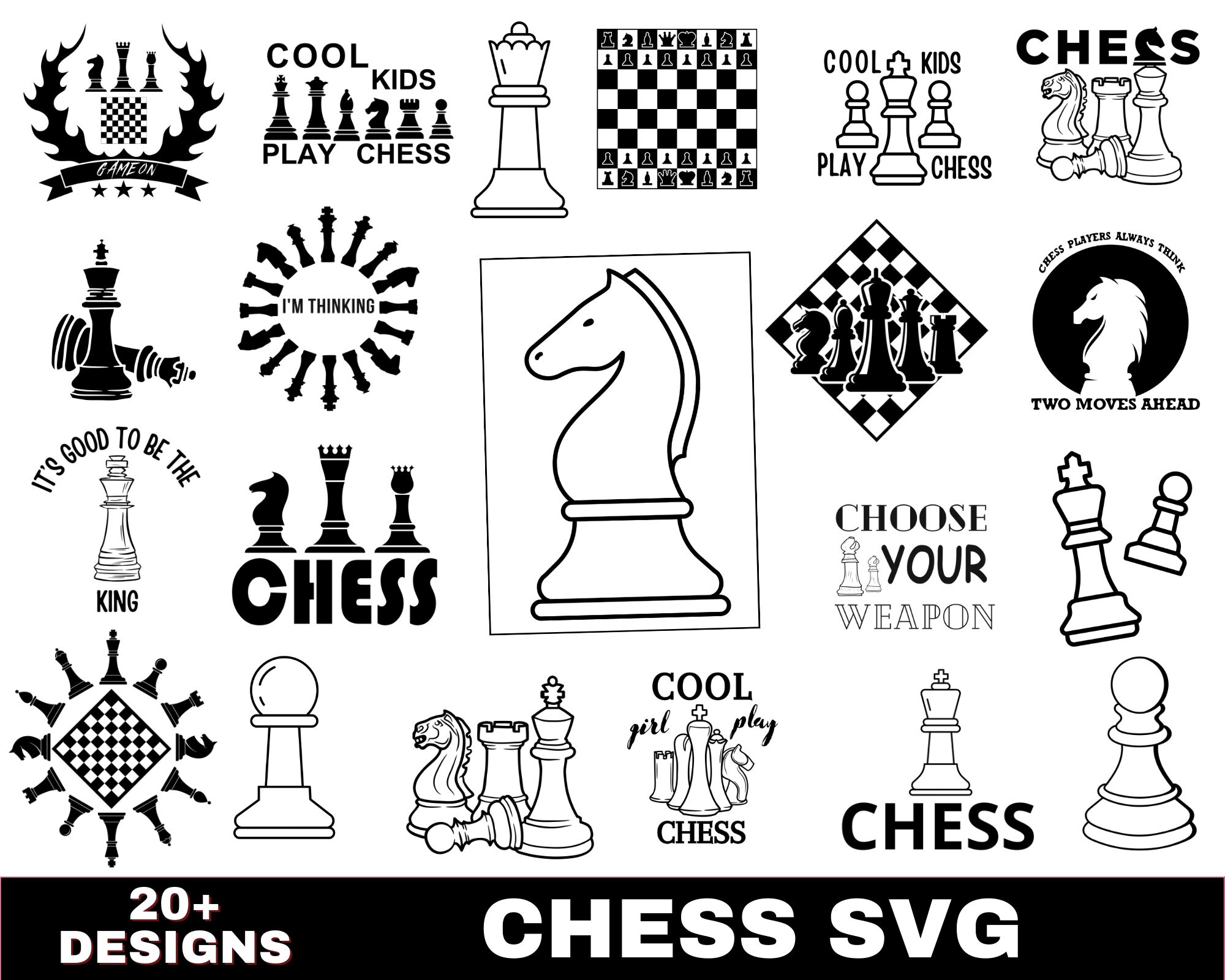 Chess SVG Bundle, Chess PNG Bundle, Chess Clipart, Chess SVG Cut Files ...