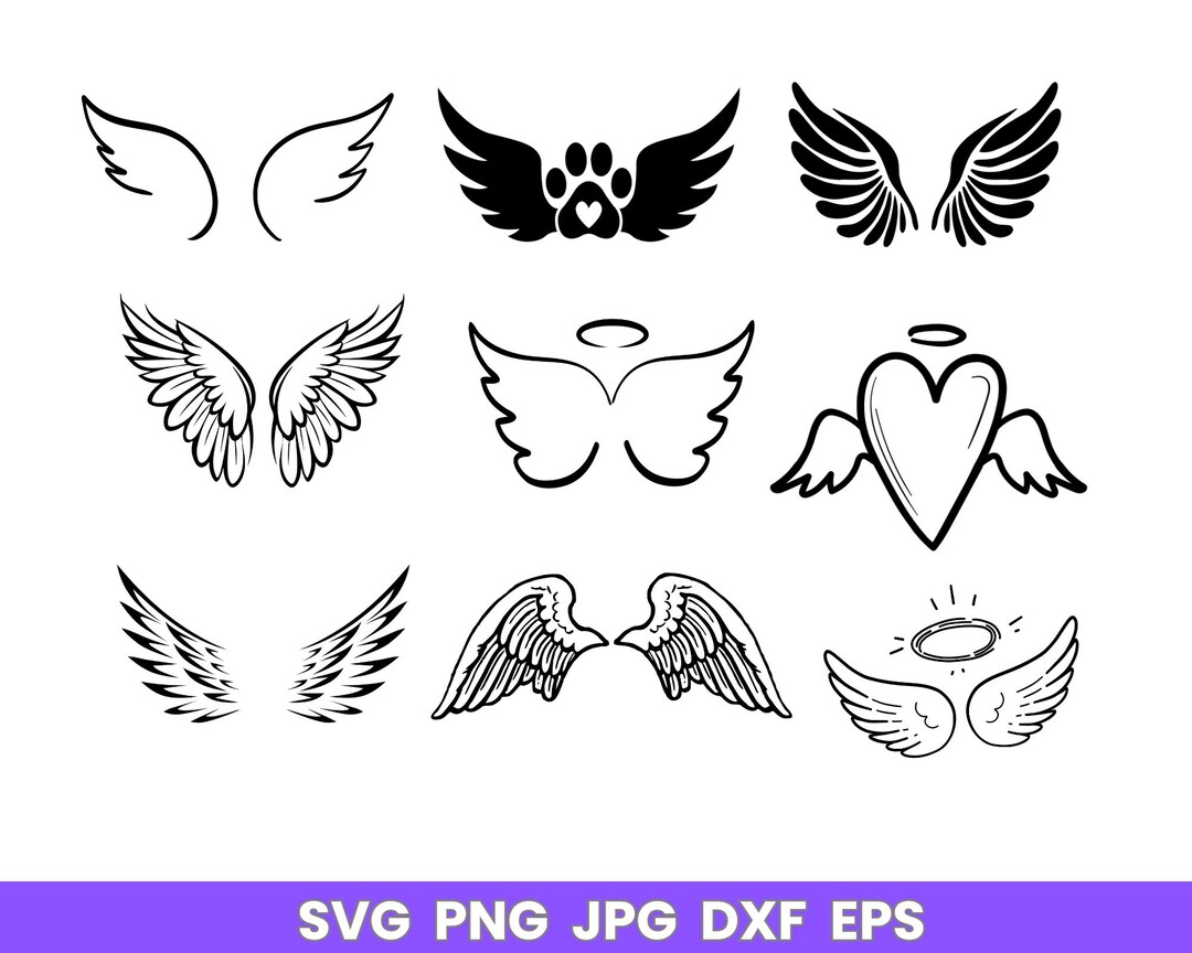 Angel Wings Svg, Angel Wings Bundle, Wings Cut Files, Celestial Svg ...