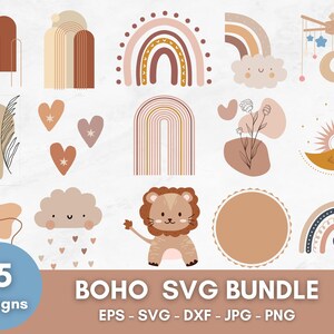 Boho SVG Bundle, Boho Women Svg, Boho Svg, Boho Rainbow Svg, Boho Png ...
