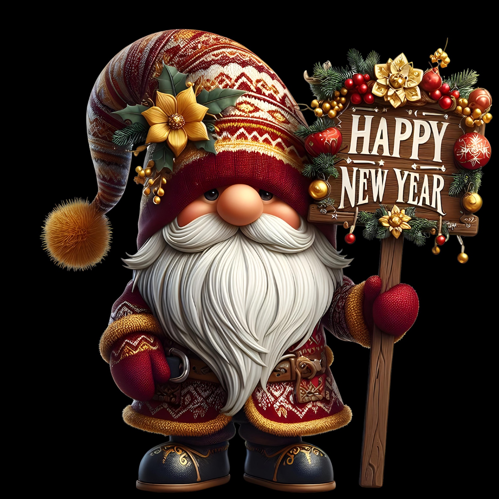 Happy New Year Gnomes Clipart Bundle, Happy New Year,gnome Png Graphics ...