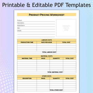 Product Pricing Worksheet, Pricing Calculator, Price List Template ...