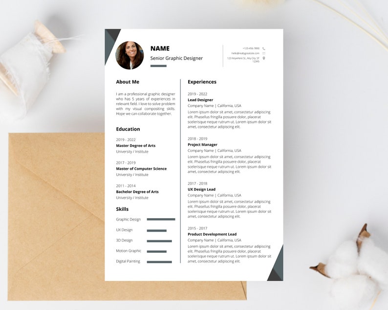 Modern Resume Template Editable CV Template Public Accountant Resume Template Minimalist Resume ...
