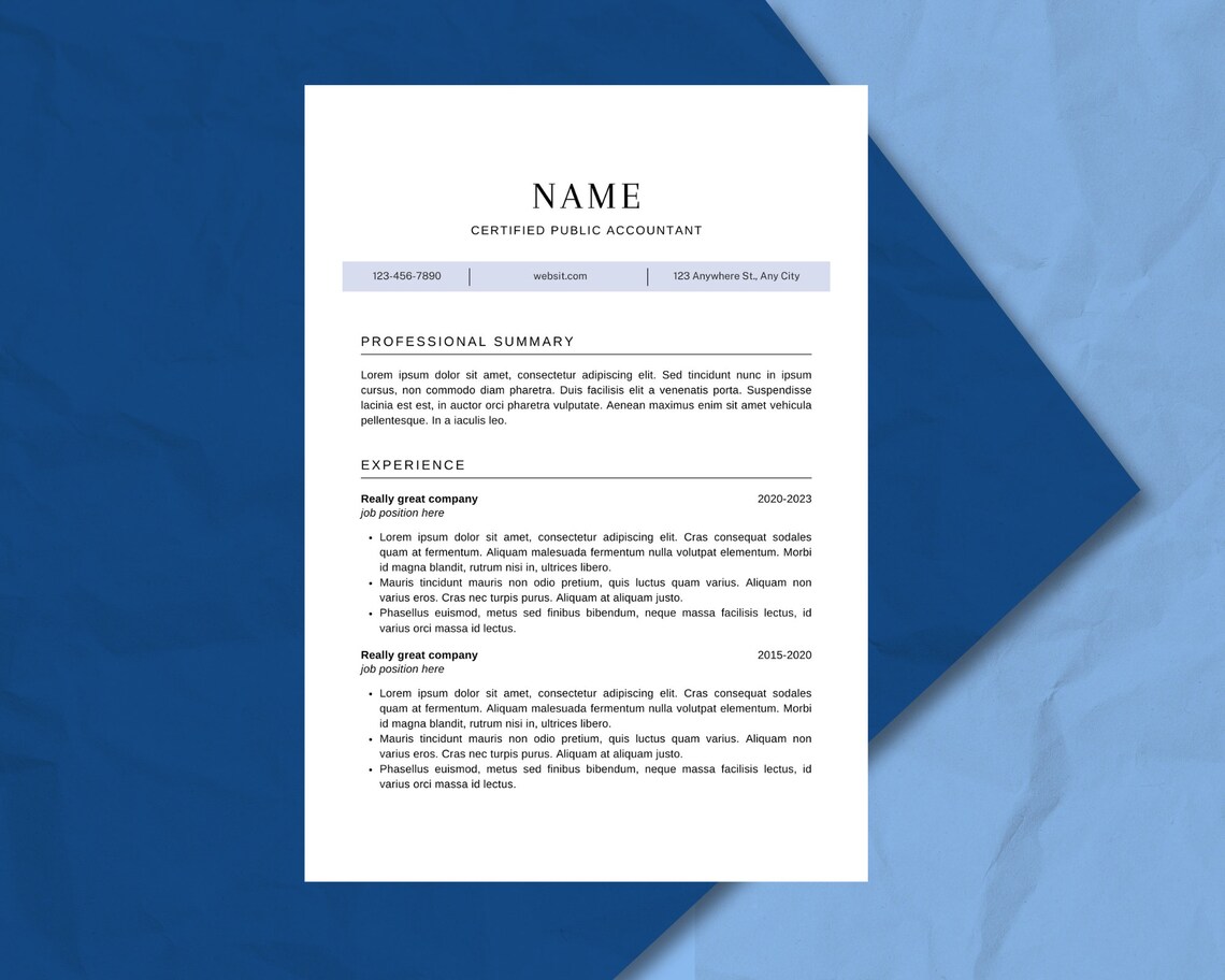 Plantilla de CV / CV CPA / Plantilla de CV editable / Plantilla de CV de Contador Público ...