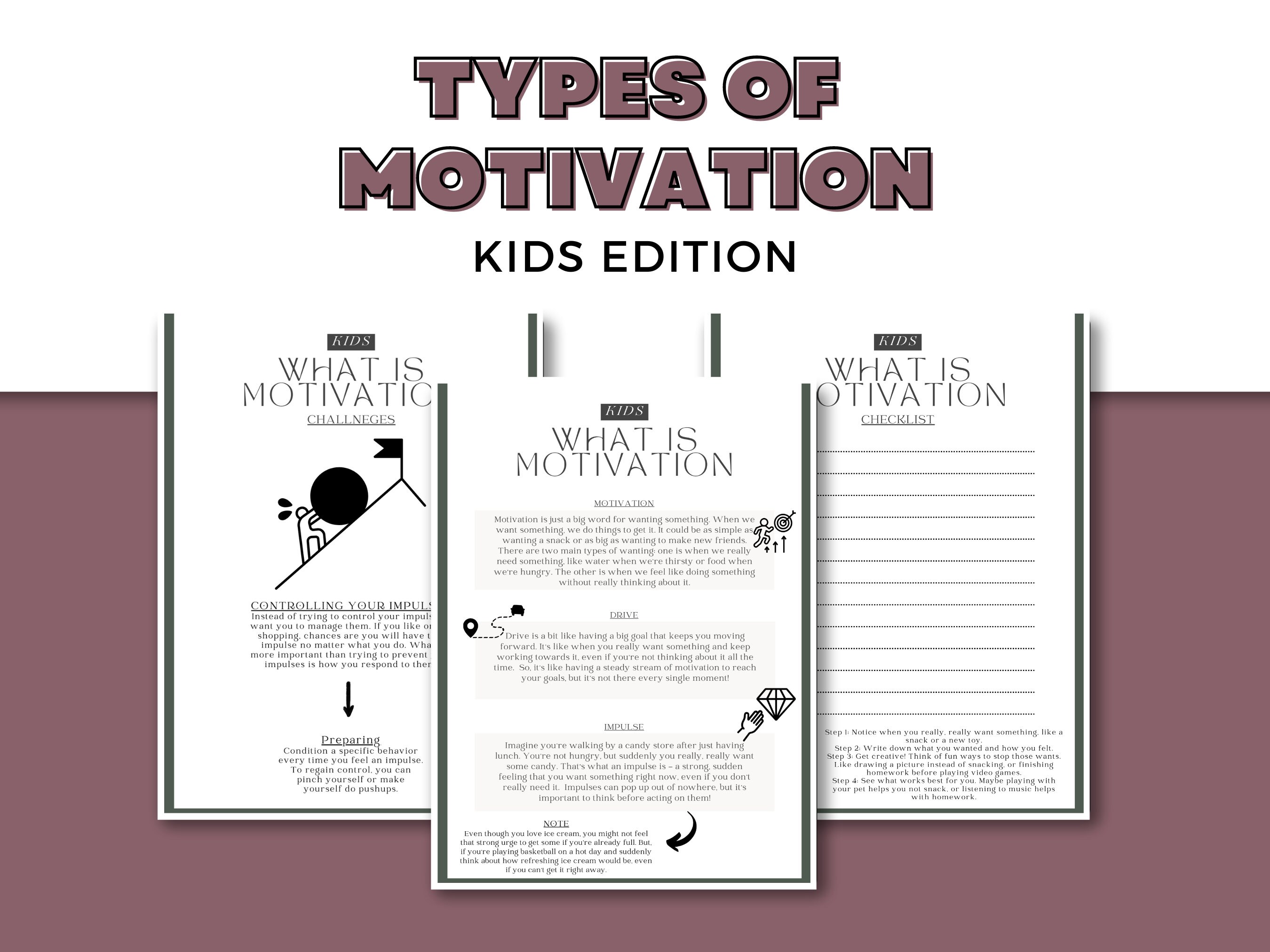 Kids Motivational Worksheet, Learning, Digital Download, School ...