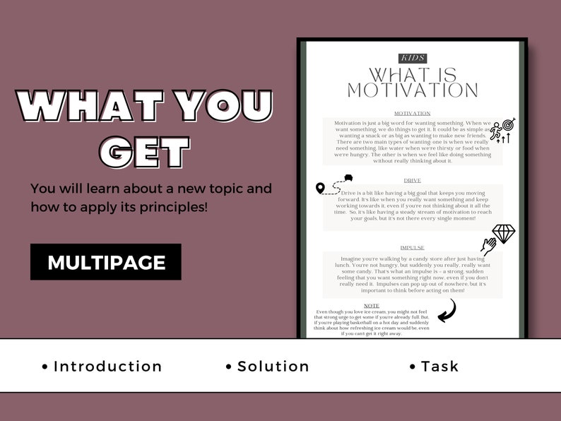 Kids Motivational Worksheet, Learning, Digital Download, School ...
