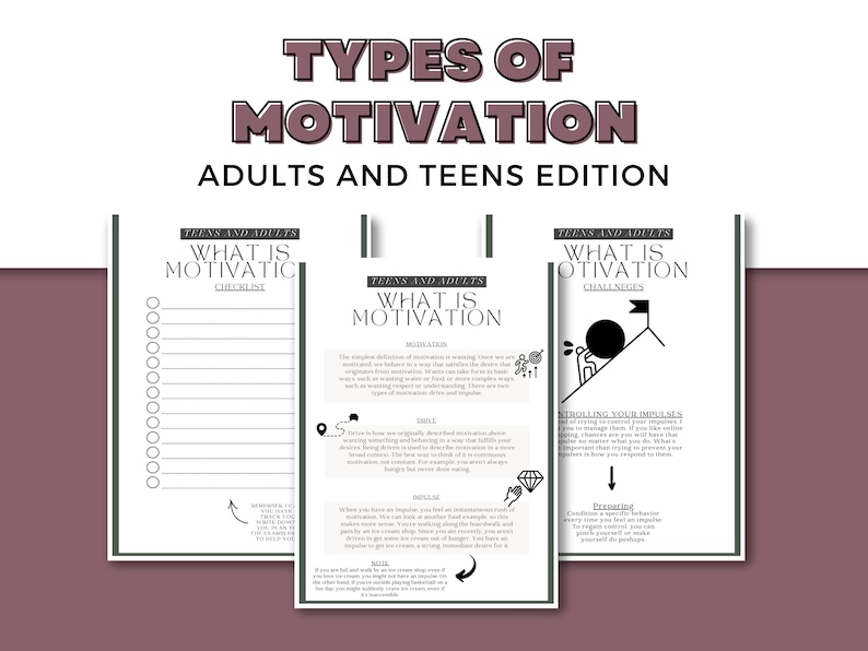 Motivation Worksheet, Digital Download, Productivity, Self Improvement ...