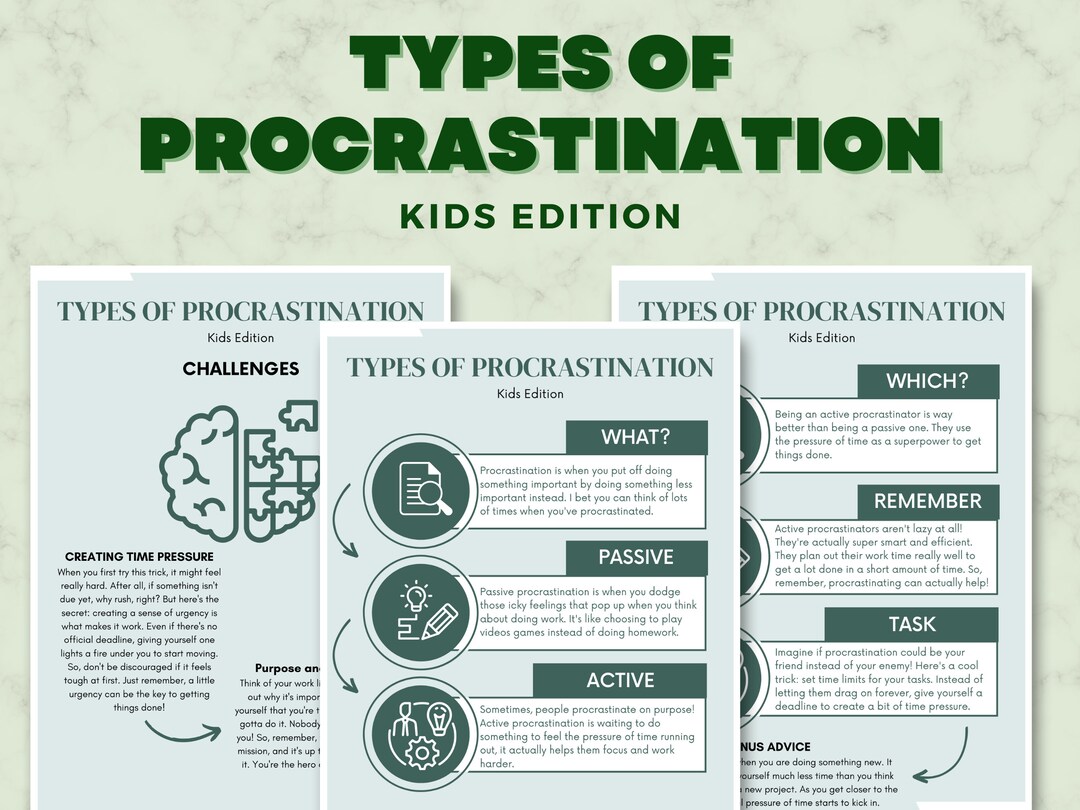 Kids Procrastination Worksheet, Learning, School, Printables, Digital ...