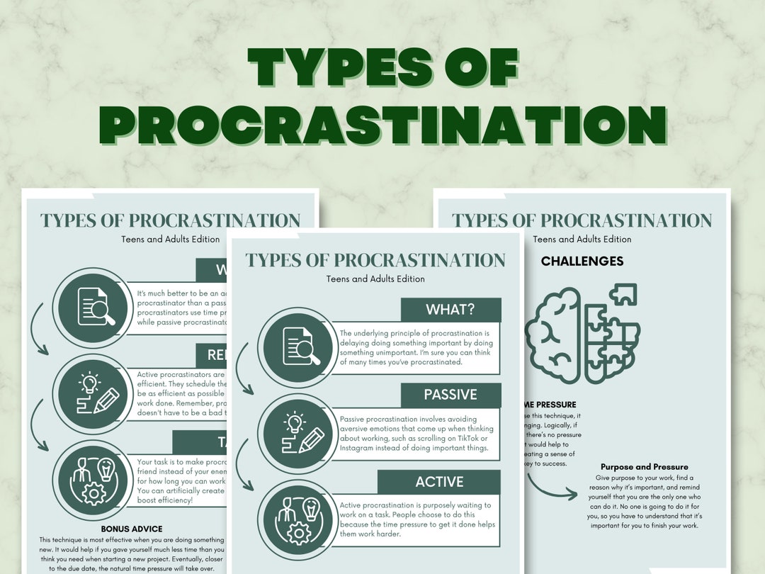 Procrastination Worksheet, Productivity, Focus, Printables, Mental ...