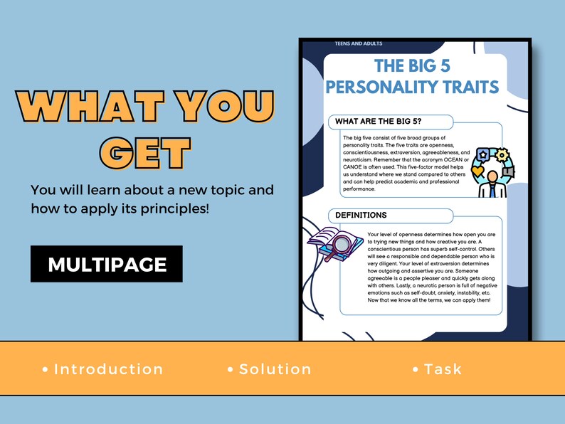 Personality Worksheet, Mental Health, Digital Download, Planner ...