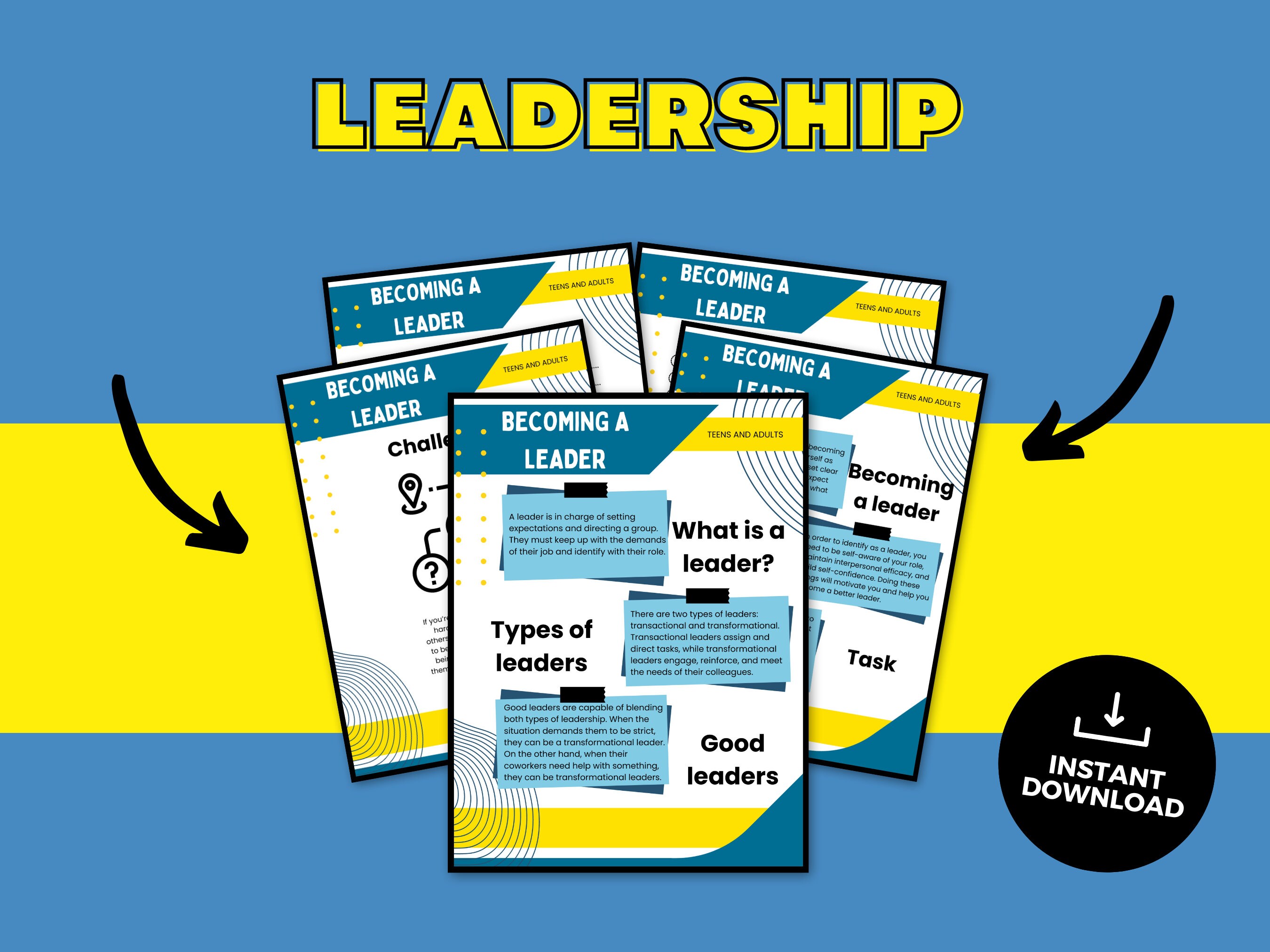 Leadership Worksheet, Printables, Digital Download, Focus, Productivity ...