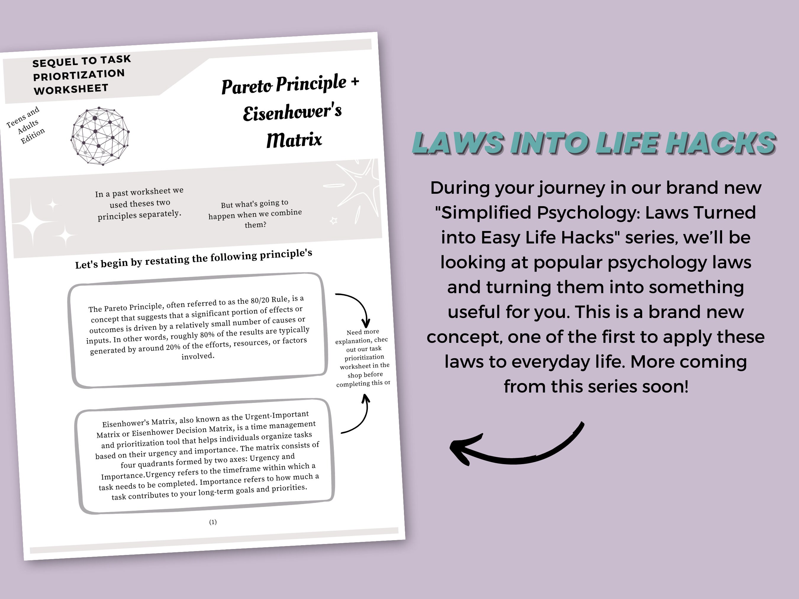 Pareto's Principle Eisenhower's Matrix Combination - Etsy