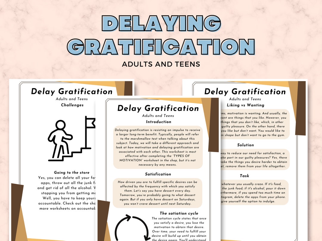 Delaying Gratification Worksheet, Printables, Digital Download, Self ...