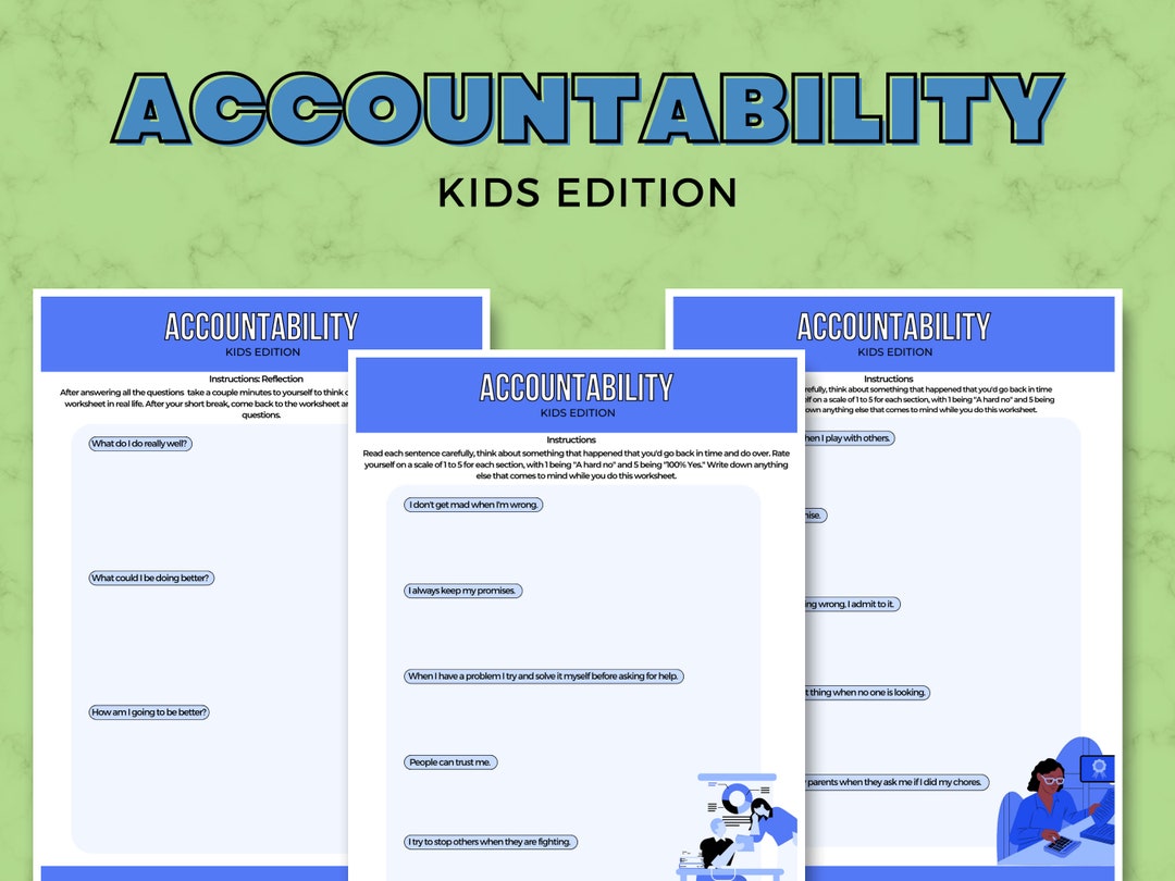 Accountability Worksheet Kids Edition Learning School - Etsy