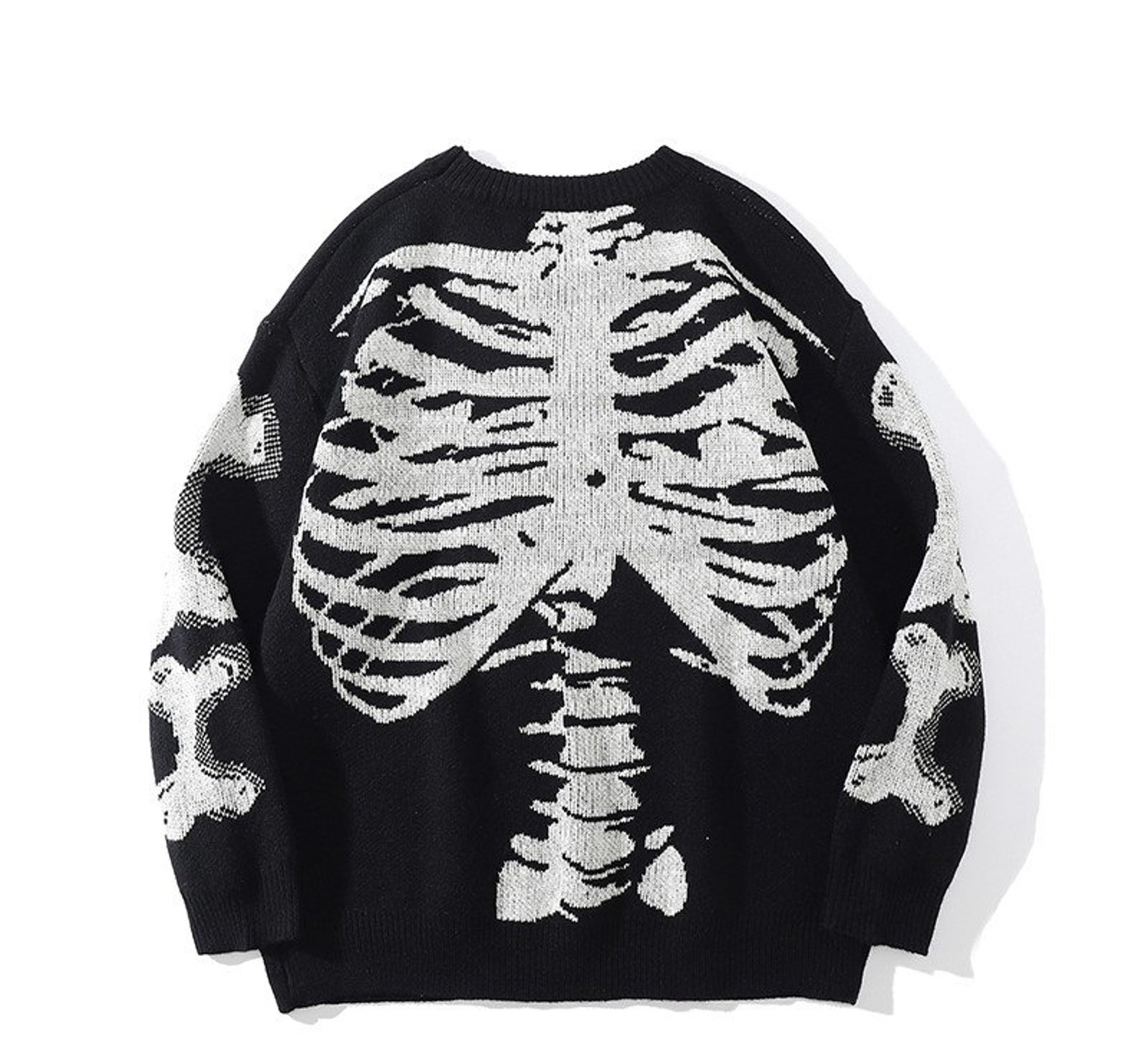 Oversized Y2K Streetwear Sweater, Skeleton Sweater, Human Anatomy ...
