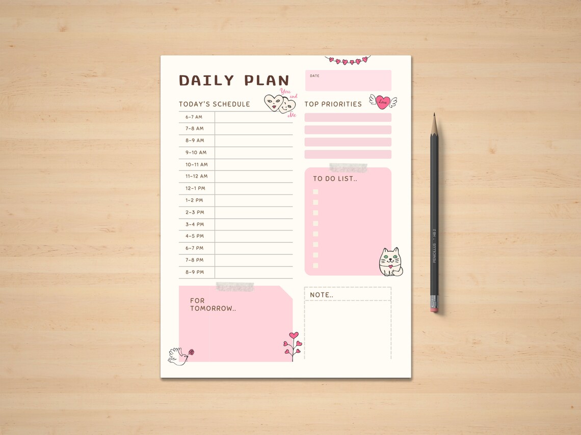 Cute Printable DAILY PLANNER to Do List Printable Productivity Planner ...