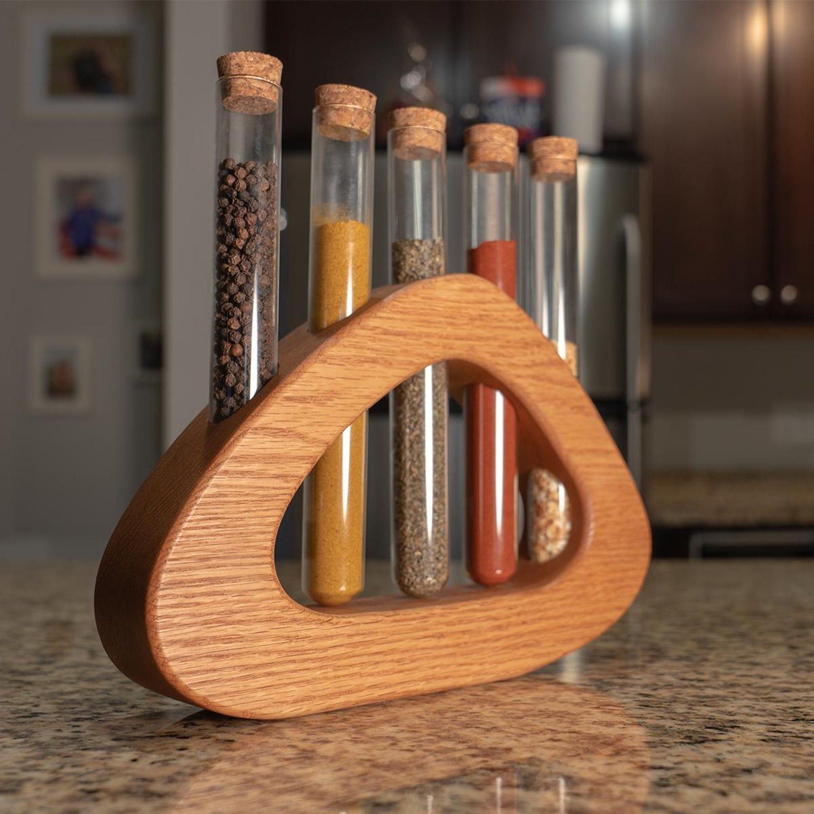 Unique Handcrafted Walnut Spice Rack With Test Tubes & Cork Stoppers - Etsy