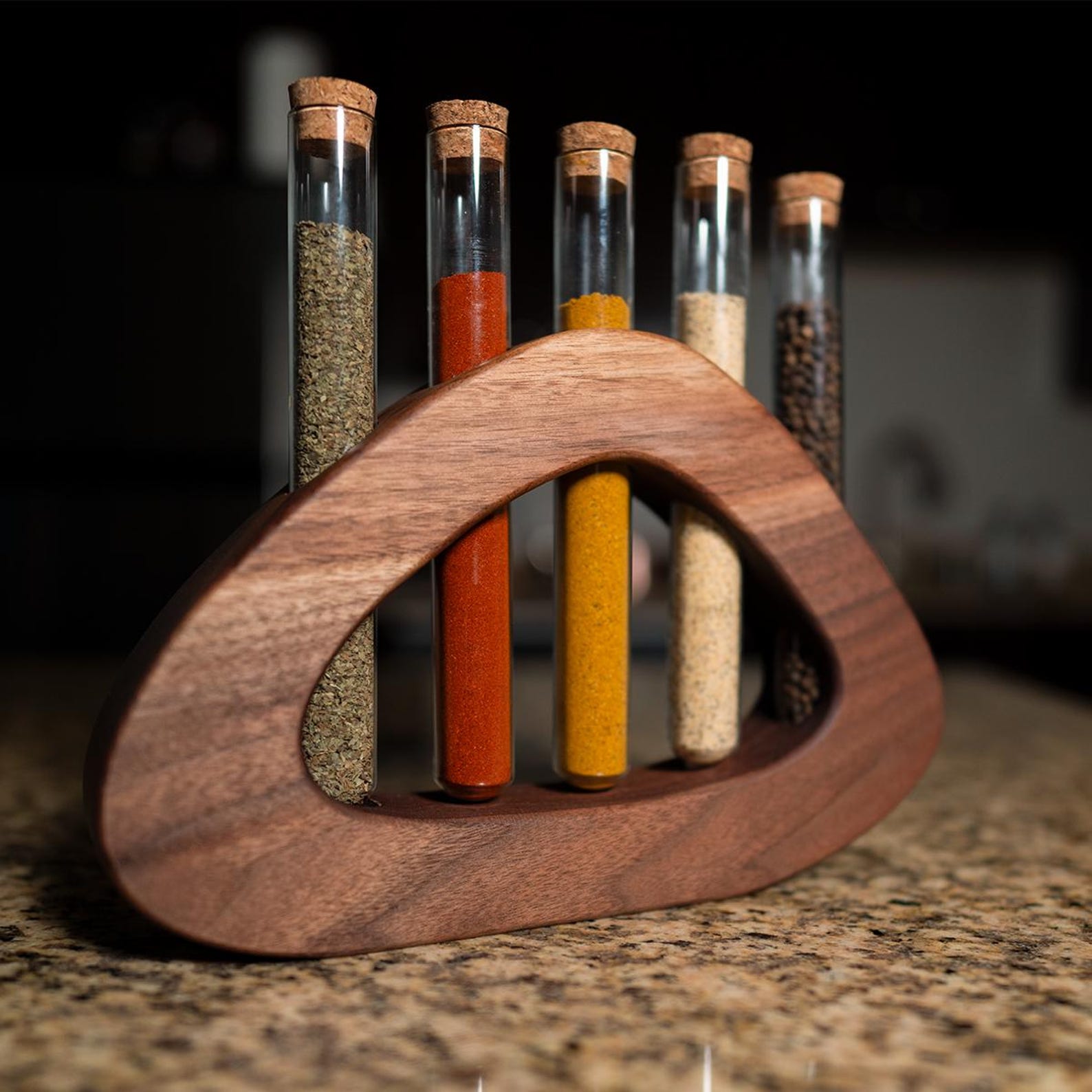 Unique Handcrafted Walnut Spice Rack With Test Tubes & Cork Stoppers - Etsy