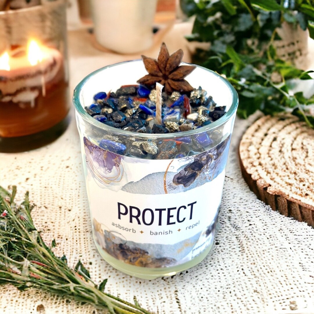 Crystal Candle for Protection Handmade Candle Scented Aromatherapy ...