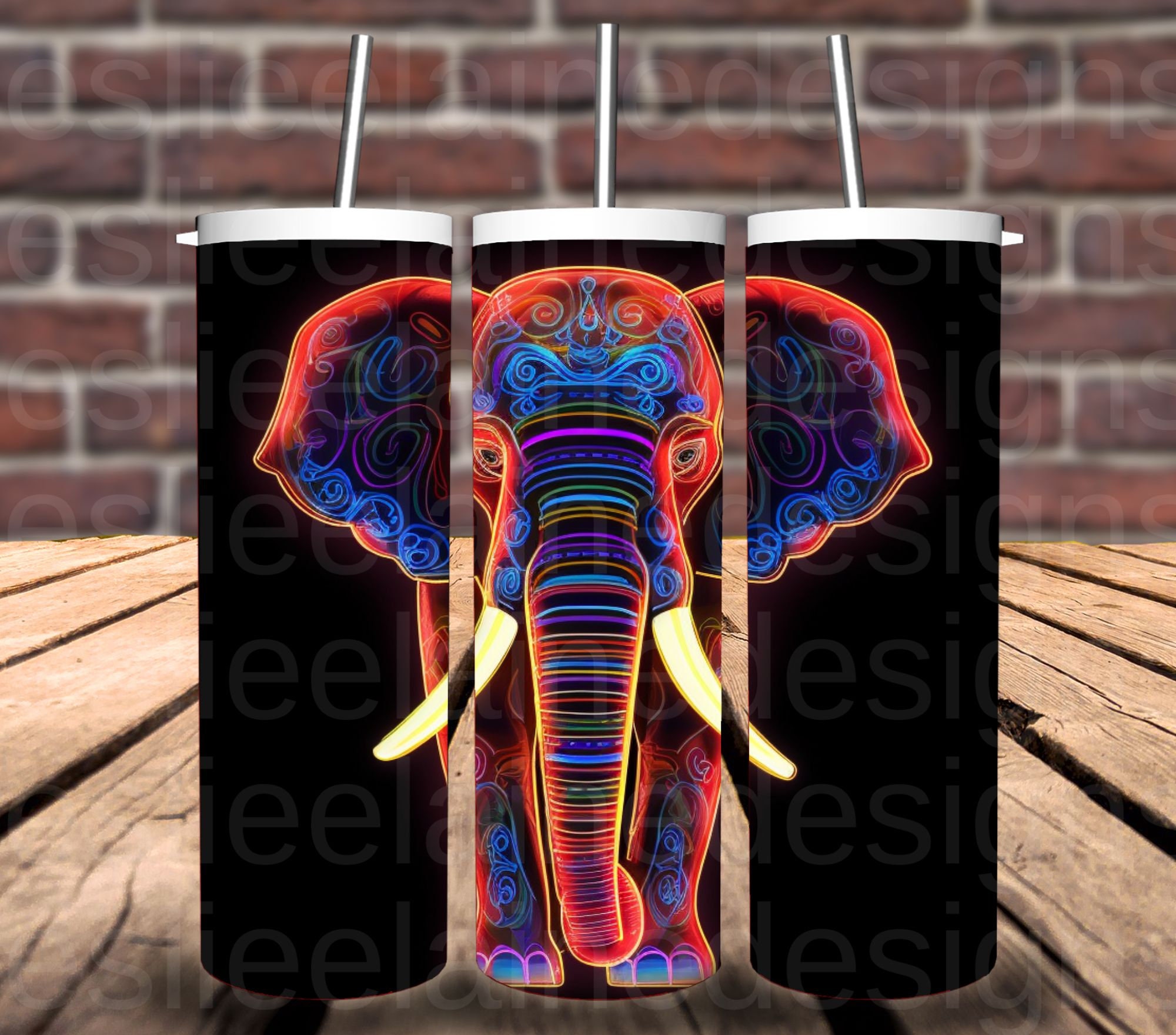 3D Neon Sublimation PNG Elephant PNG Tumbler Wrap With - Etsy