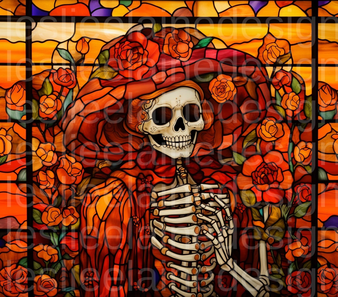 Dia De Los Muertos Stained Glass Halloween Tumblerwrap for - Etsy